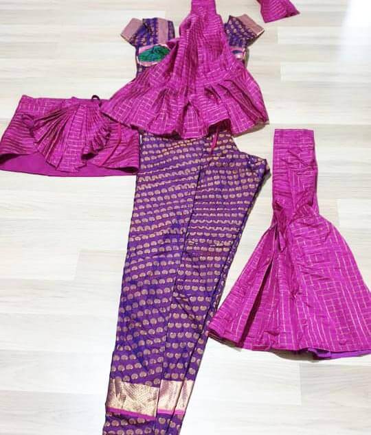 Bharatanatyam Costume for Hire – Purple Buta – Indian Costume Hire